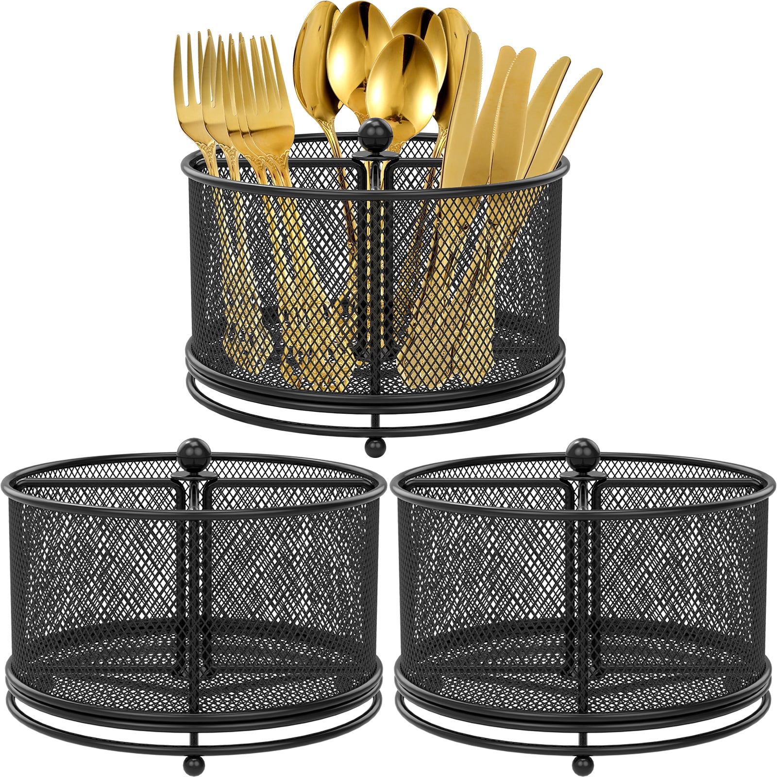 3Pcs Rotating Utensil Caddy Countertop 4 Compartment 360° Rotating ...