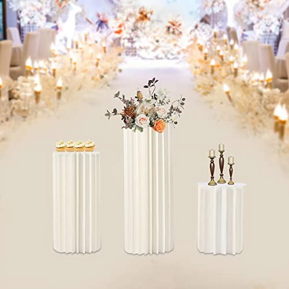 3Pcs Round Cylinder Pedestal Stands Wedding Centerpieces Cardboard ...