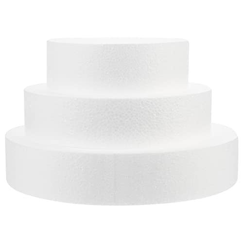 3Pcs Round Foam Cake Dummies 3 Tiers Polystyrene Cake Disc Fondant Cake ...
