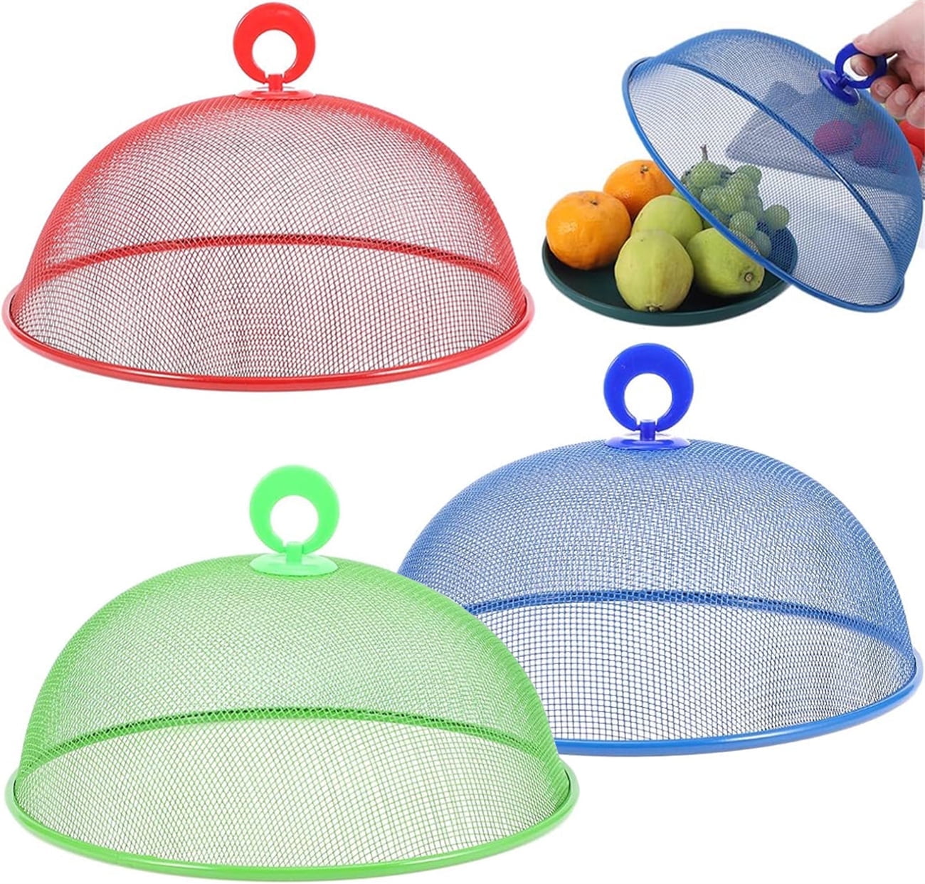 Bexikou 3Pcs Round Metal Mesh Food Cover, 9.5 in, Dust-Protector Tents ...