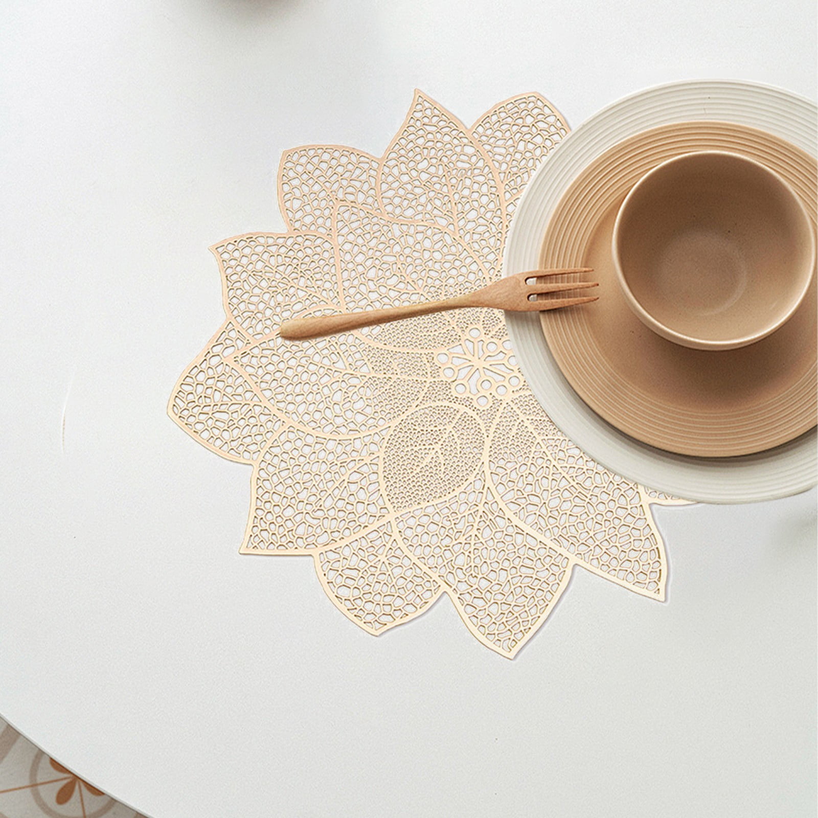 3Pcs Round Placemats for Dining Table Pressed Vinyl Metallic Table Mats ...