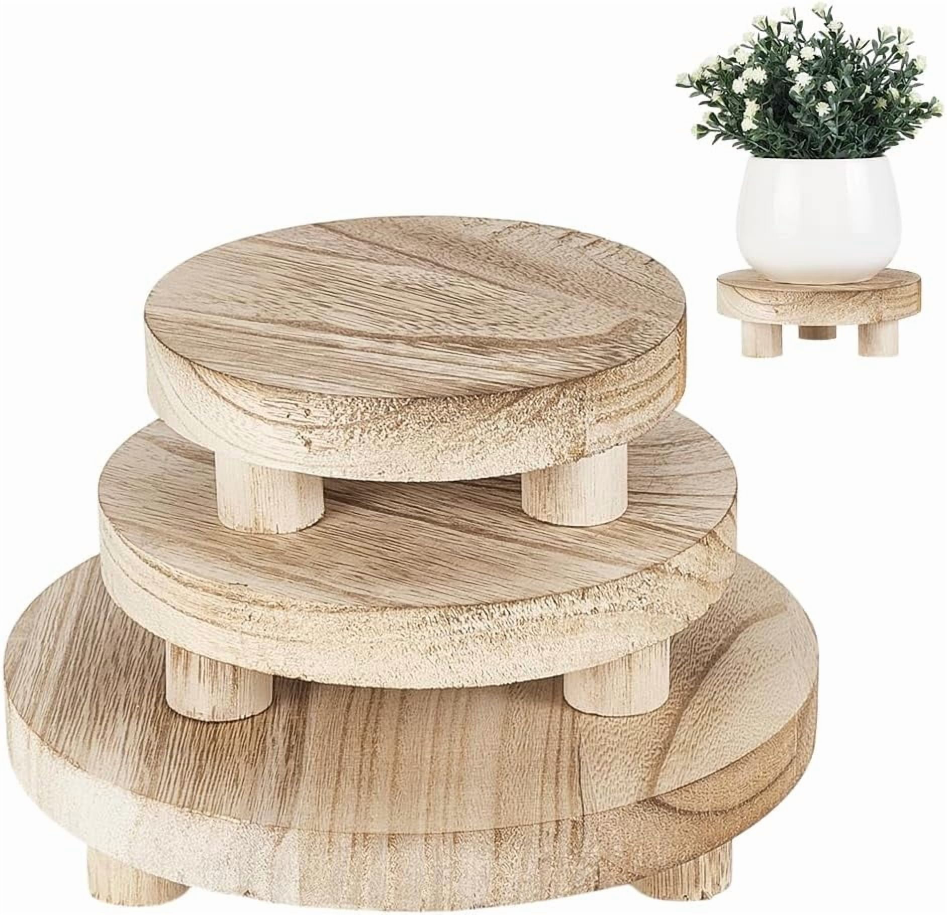 3Pcs Round Wood Risers for Decor Display Base Riser Stand Wood Pedestal ...
