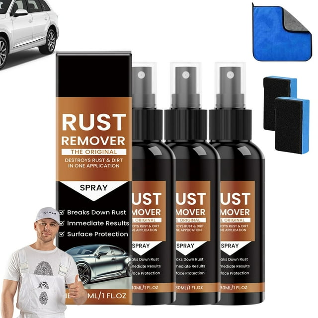 3Pcs Rust Stopper Spray with 1 Cloth, 2 Sponge- Anti-Corrosion Spray ...