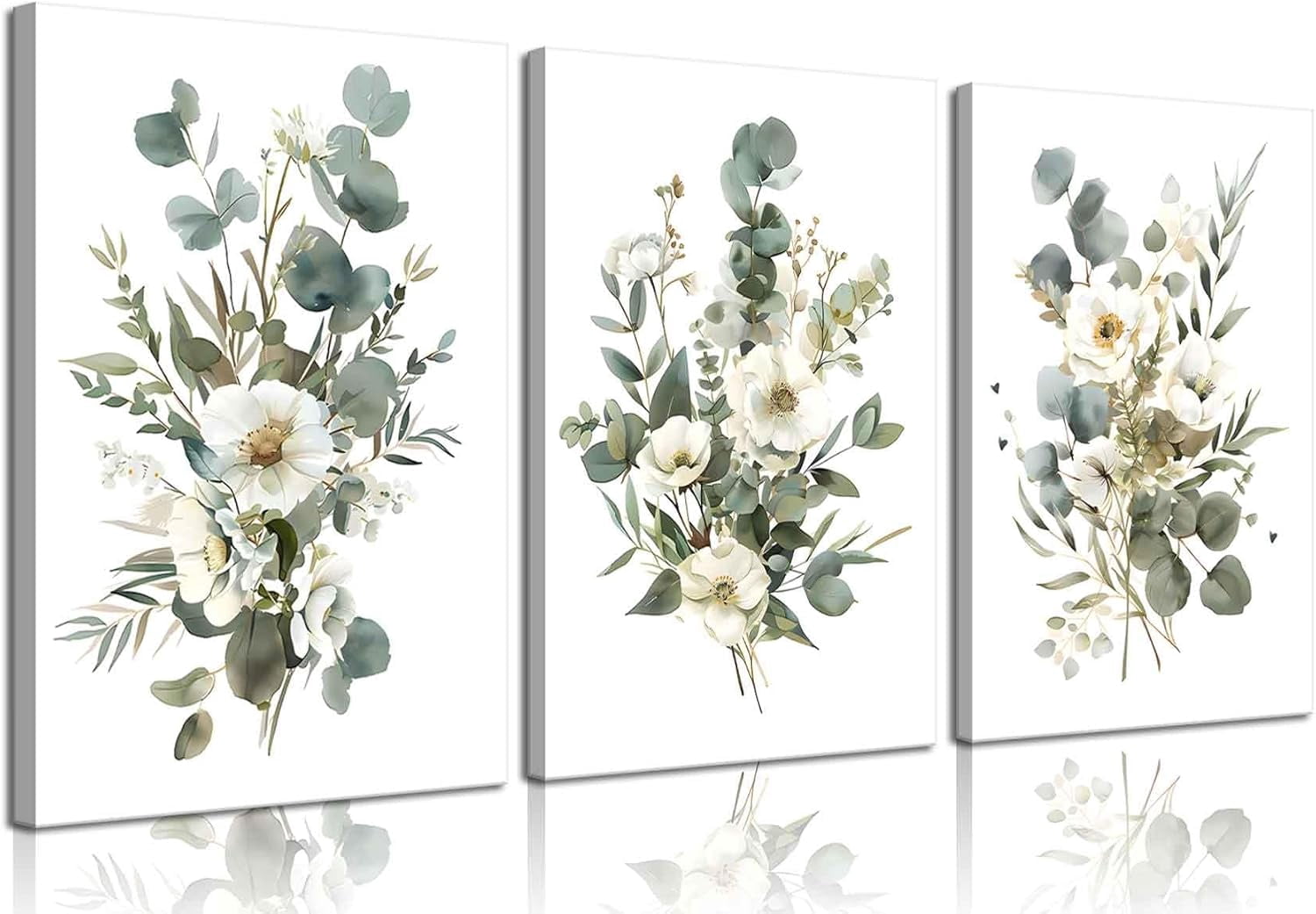 3Pcs Sage Green Canvas Wall Art Modern Neutral Abstract Wall Decor ...