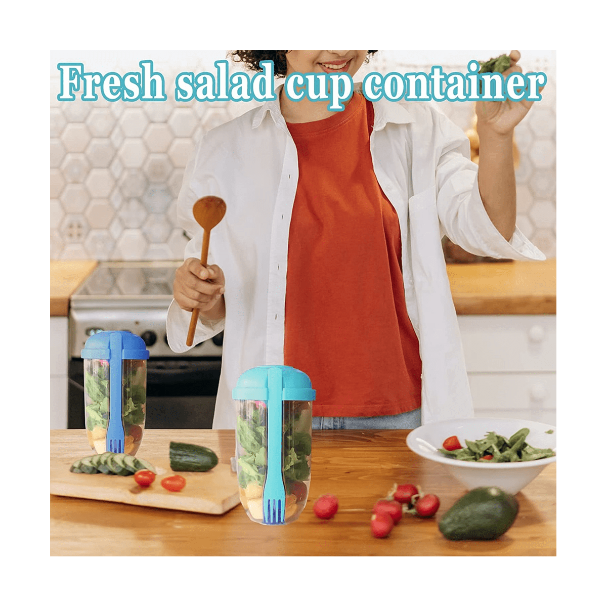 3Pcs Salad Meal Shaker Cup,33.8 Oz Salad Cup with Fork and Salad ...