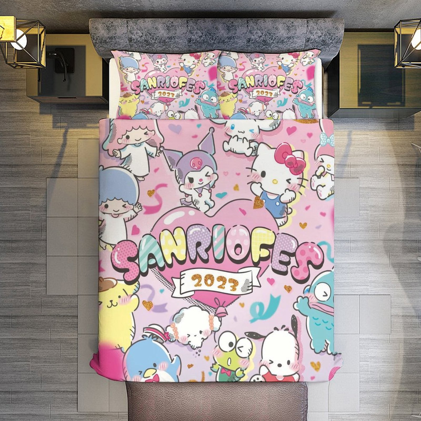 3Pcs Sanrio-Kuromi And Melody Hello Kitty And Friends Duvet Cover with ...