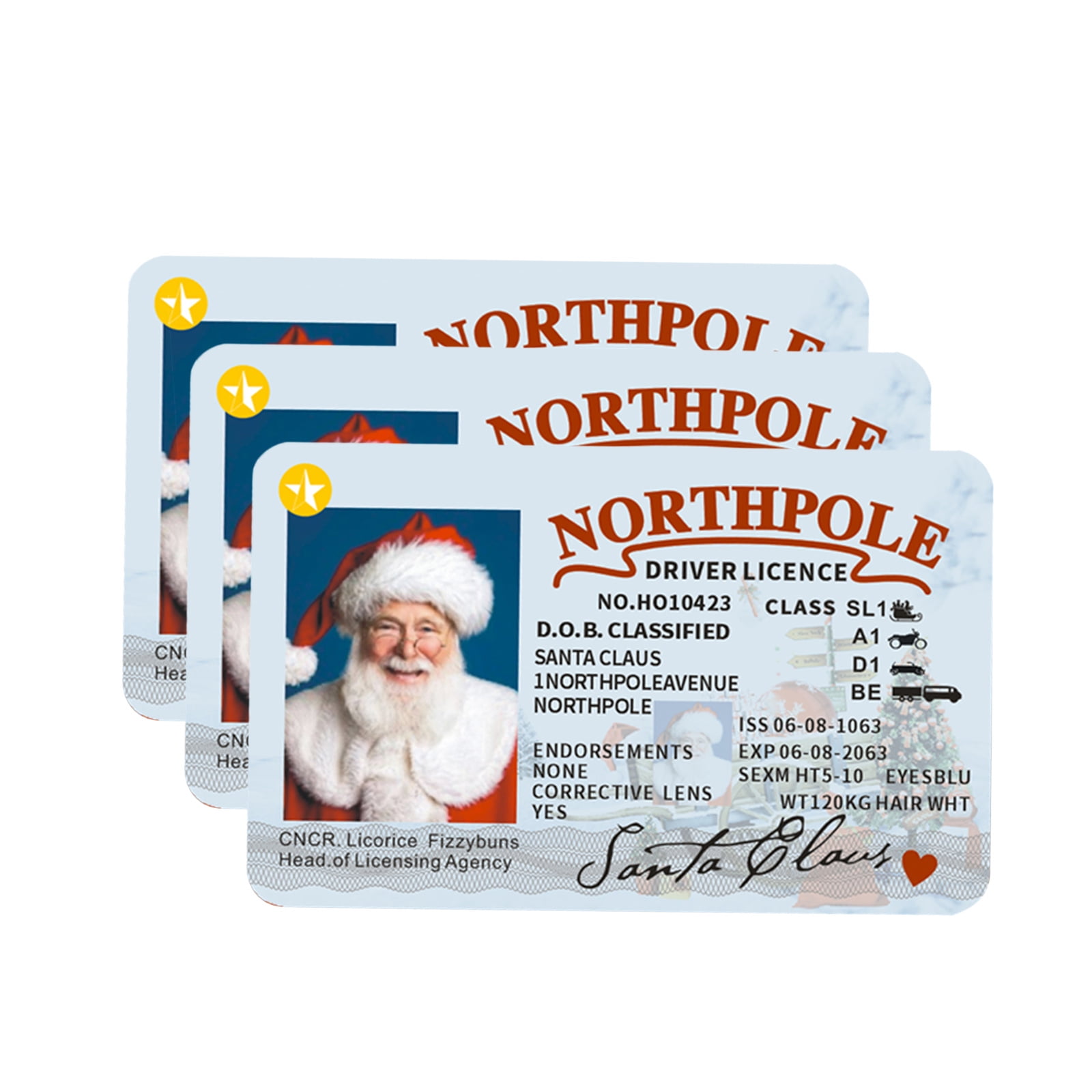 3Pcs Santa Lost Driver'S License Card Diy Santa Lost Id Card Santa ...