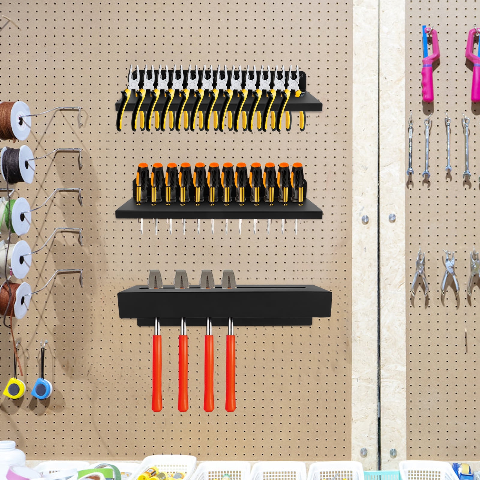 3Pcs Screwdriver Organizer Wall Mount Hand Tool Rack Metal Pliers ...