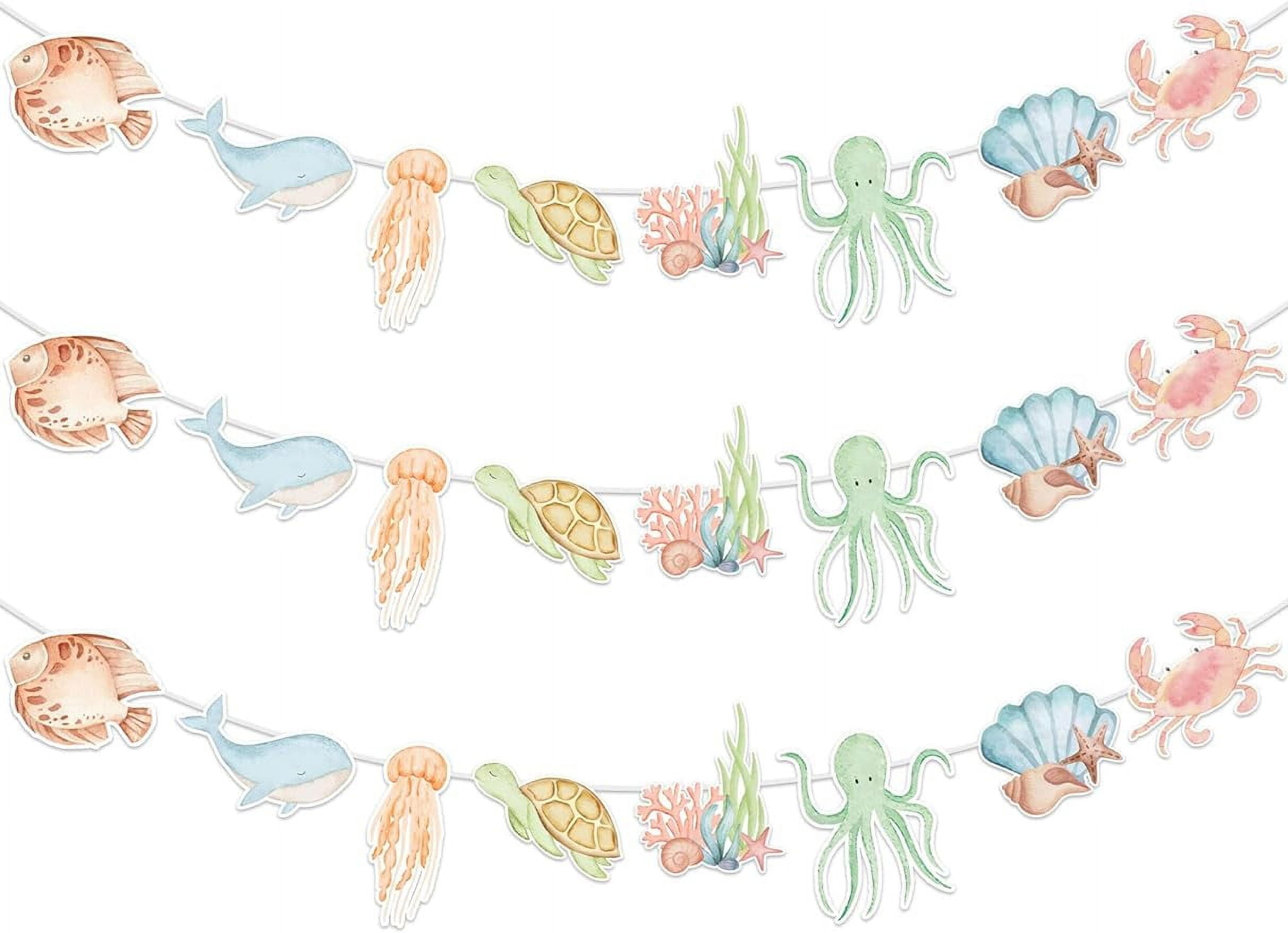 3Pcs Sea Animal Banner, Under The Sea Birthday Banners Ocean Animal ...