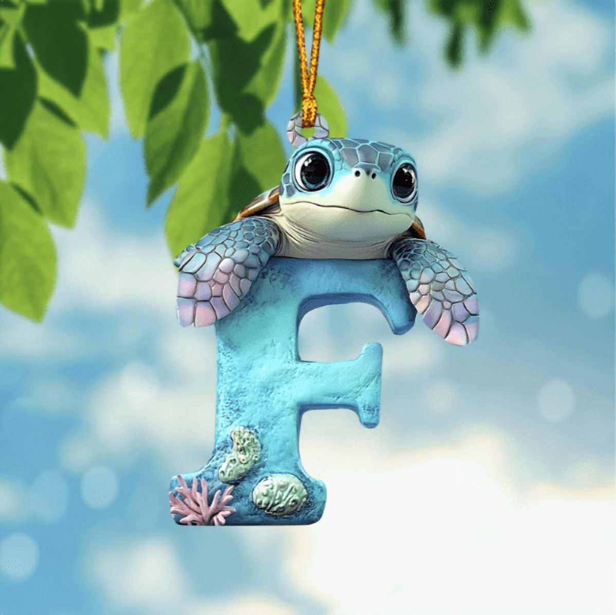 3Pcs Sea Turtle Alphabet Ornament A to Z! Bzdzmqm Acrylic Letter Shaped ...
