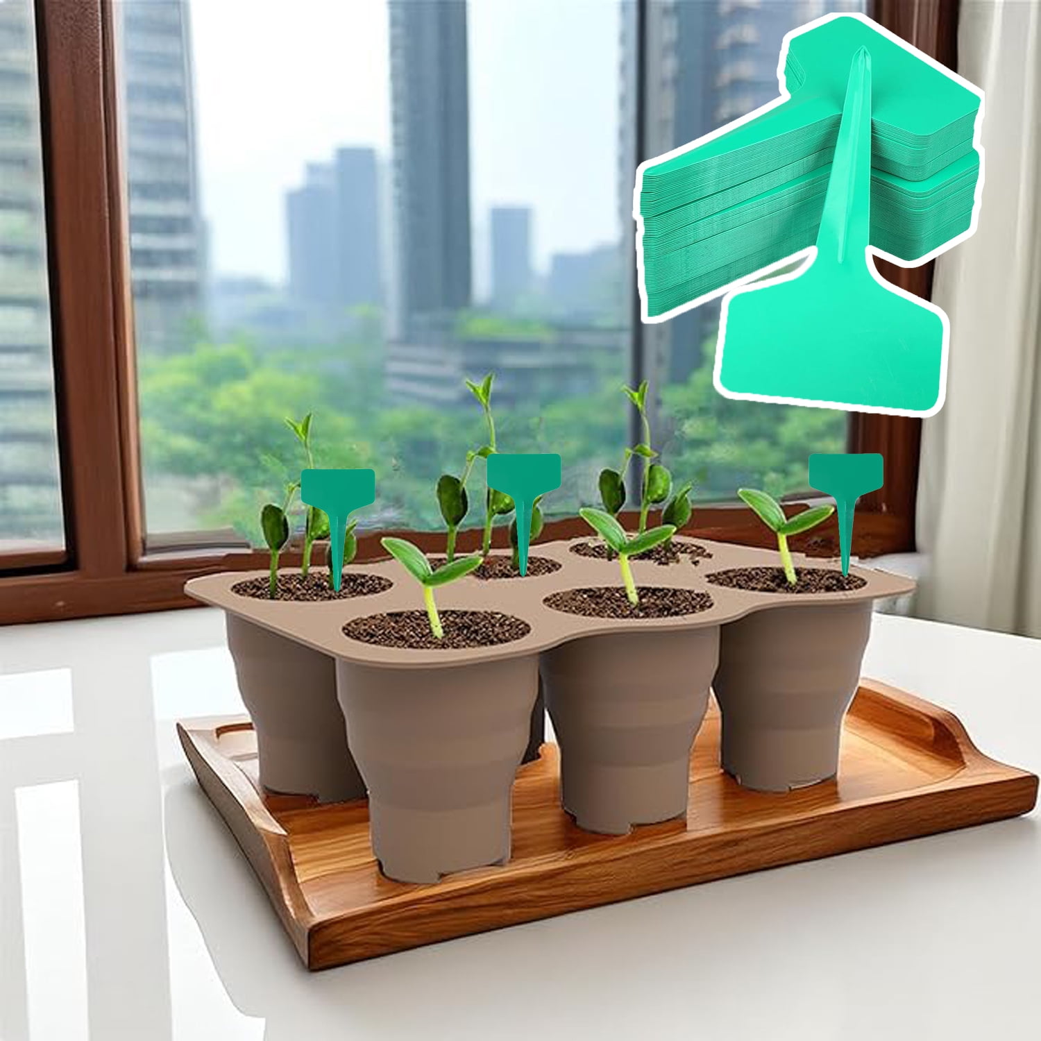 3Pcs Seed Starter Tray, Reusable Silicone Seeding Starter with 1Pc ...