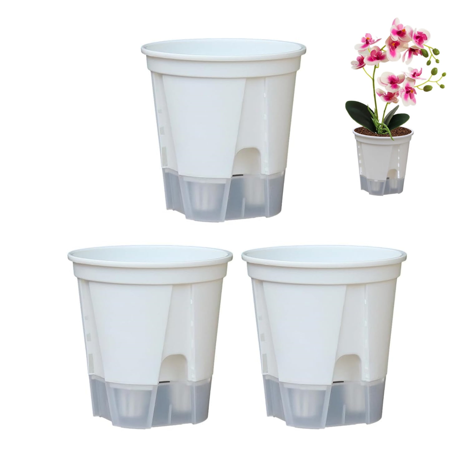 3Pcs Self Watering Clear Tall Slotted Air Vents Pots,Plastic Wicking ...