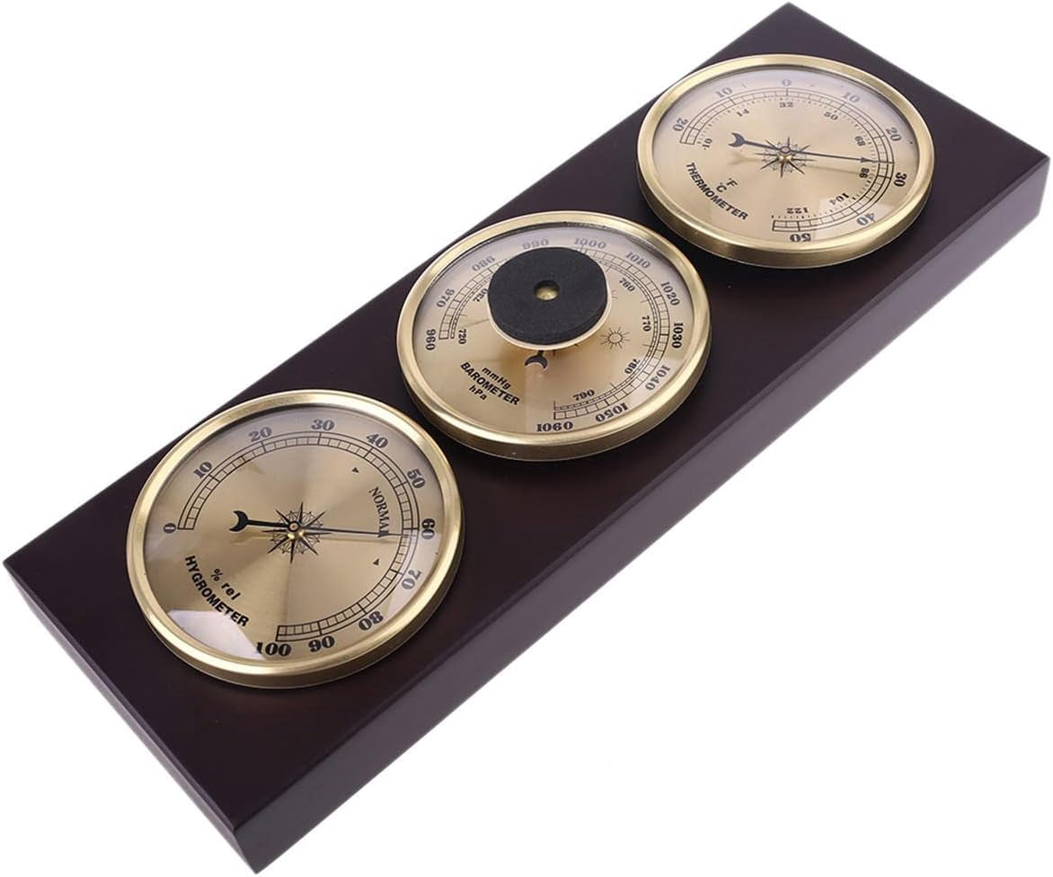 3Pcs/Set Barometer Hygrometer Thermometer,Weather Station with Wooden ...