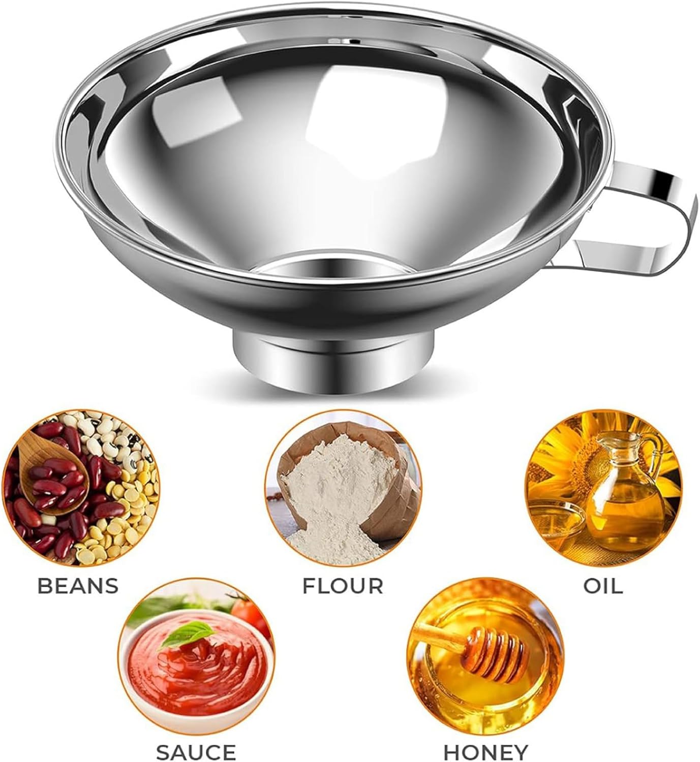 3Pcs/Set Canning Funnel with Strainer Stainless Steel Wide-Mouth ...
