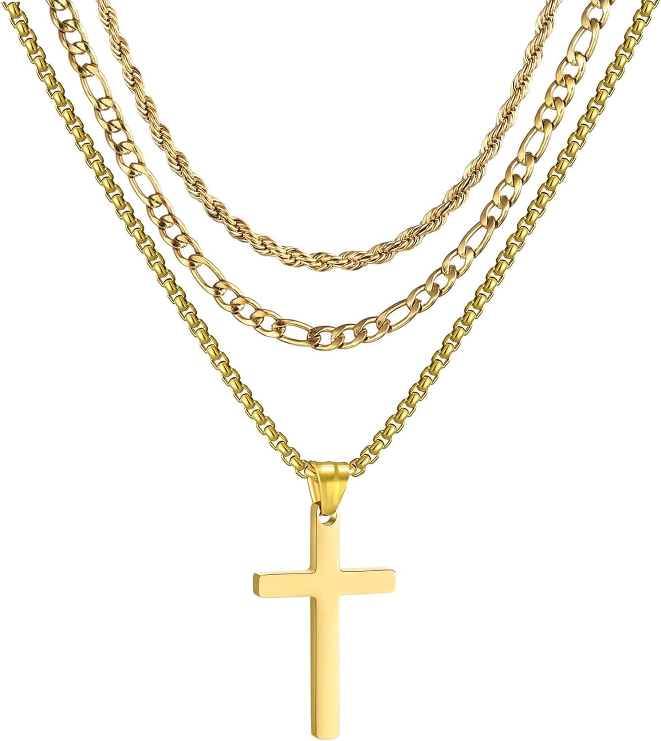 3Pcs Set Cross Necklace for Men, Mens Cross Necklace Cross Chain ...