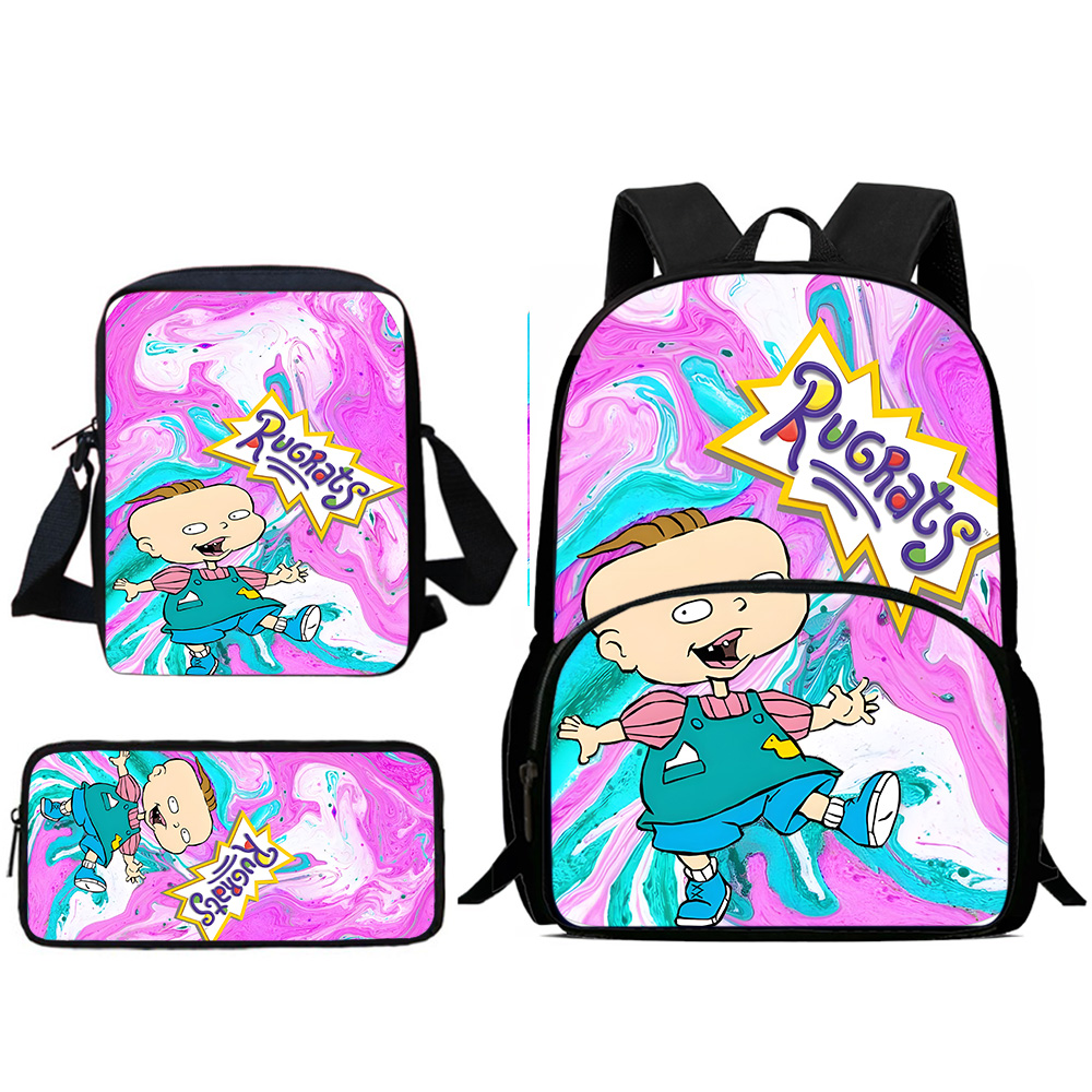 3Pcs Set Cute Funny Rugrats Backpacks Shoulder Bag Pencil Case Pupil ...
