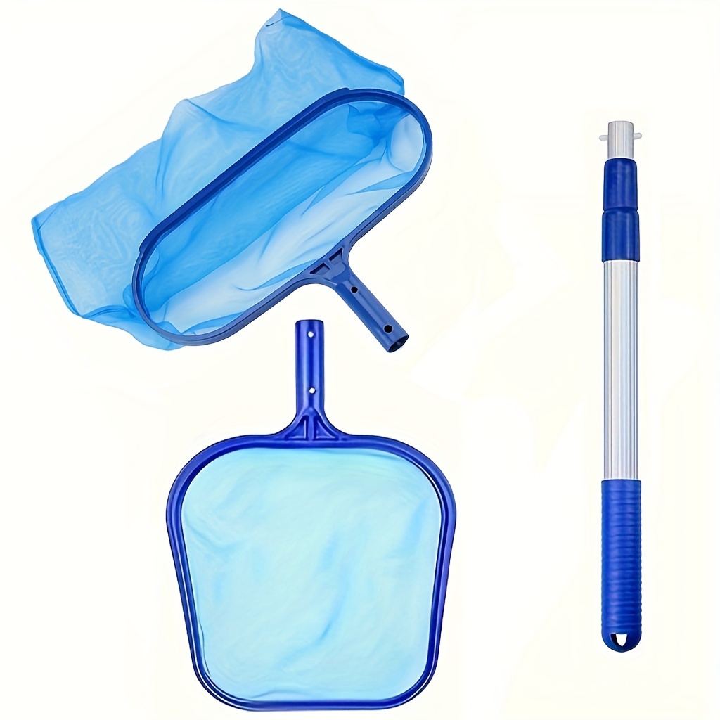 3Pcs/Set Deluxe Pool Cleaning Kit - Telescopic Pole, Fine Mesh Leaf ...