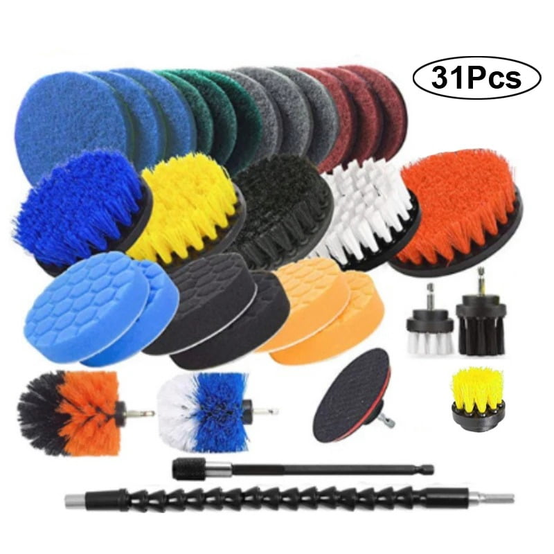 3Pcs/Set Electric Scrubber Brush Drill Brush Kit Plastic Round Cleaning ...