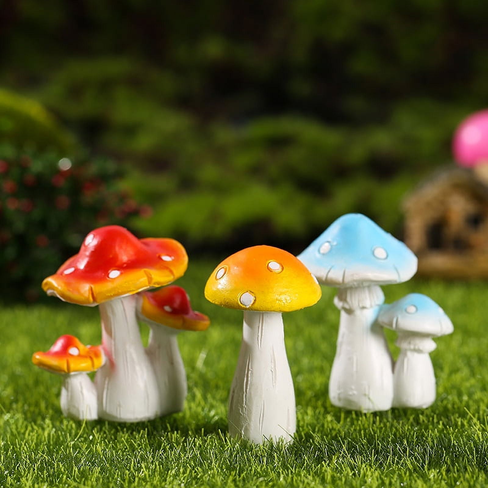 3Pcs /Set Garden Statues and Figurines Mushroom Statue Decor Ceramic ...