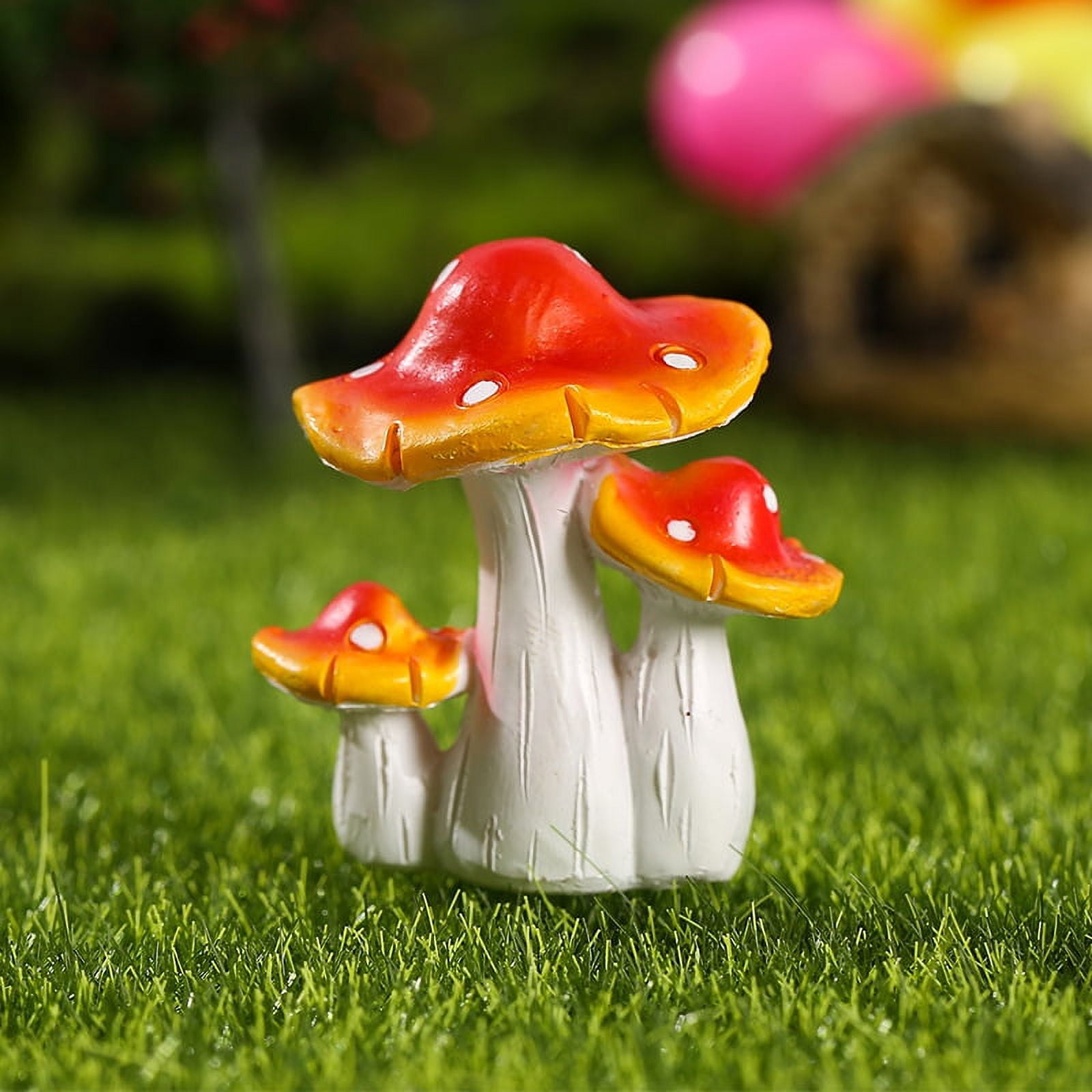 3Pcs /Set Garden Statues and Figurines Mushroom Statue Decor Ceramic ...