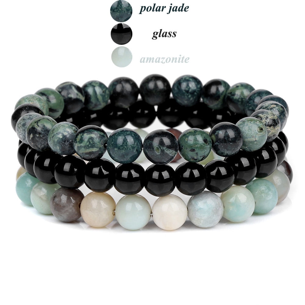 3Pcs/Set Natural Stone Bracelet 8MM Agates Hematite Citrines Jaspers ...