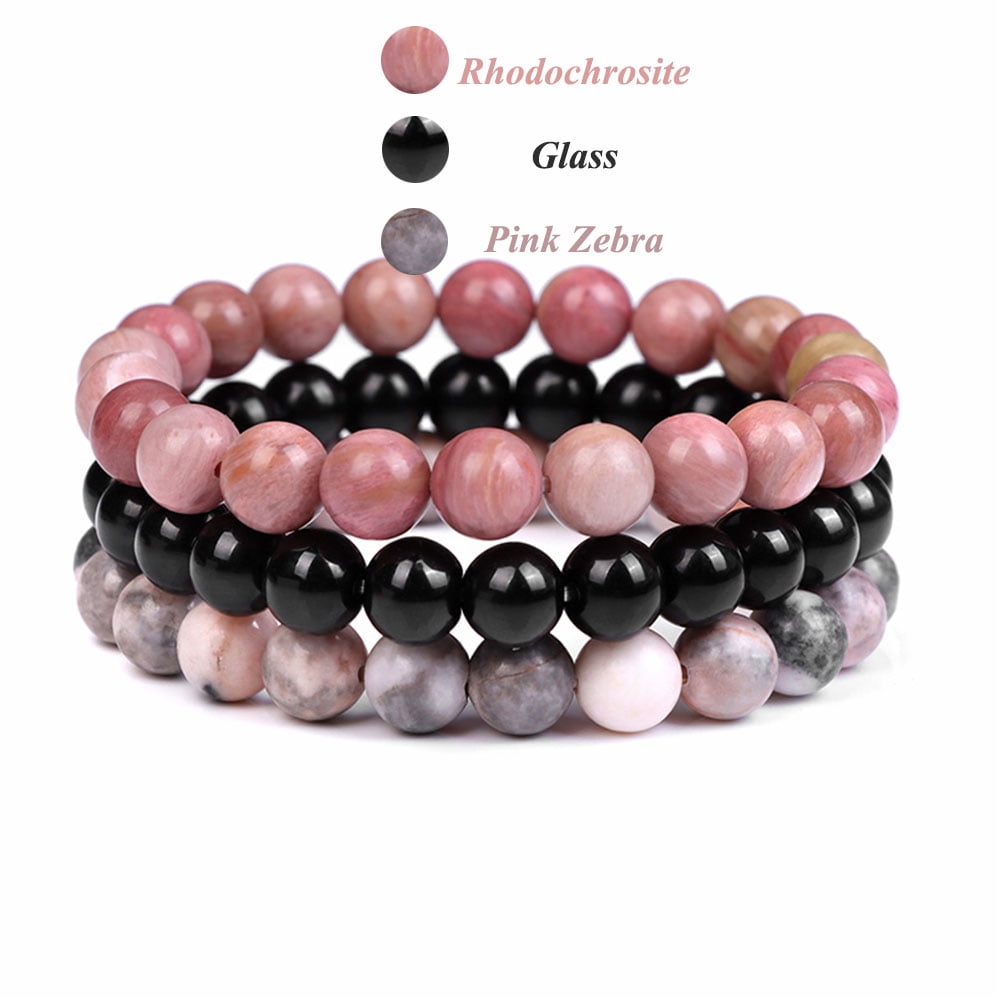 3Pcs/Set Natural Stone Bracelet 8MM Agates Hematite Citrines Jaspers ...