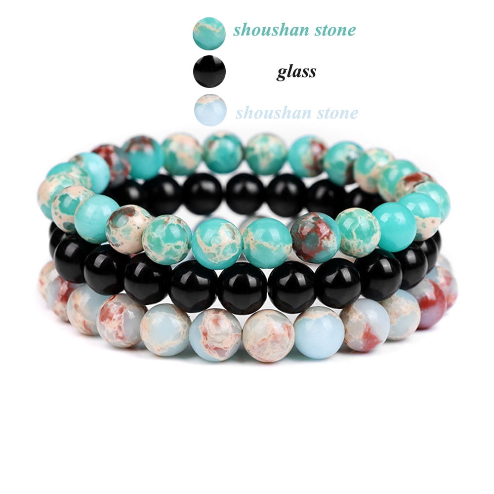 3Pcs/Set Natural Stone Bracelet 8MM Agates Hematite Citrines Jaspers ...