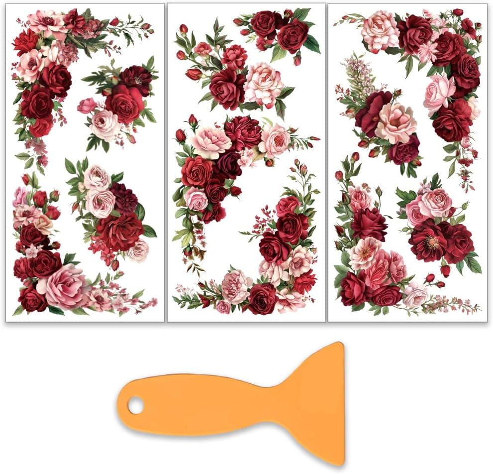 3Pcs/Set Rose Border Rub on Transfers for Furniture and Crafts 6x12 ...