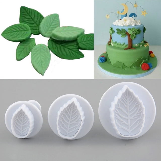 3Pcs/Set Rose Leaf Leaves Plunger Cutter Cake Fondant Decorating ...