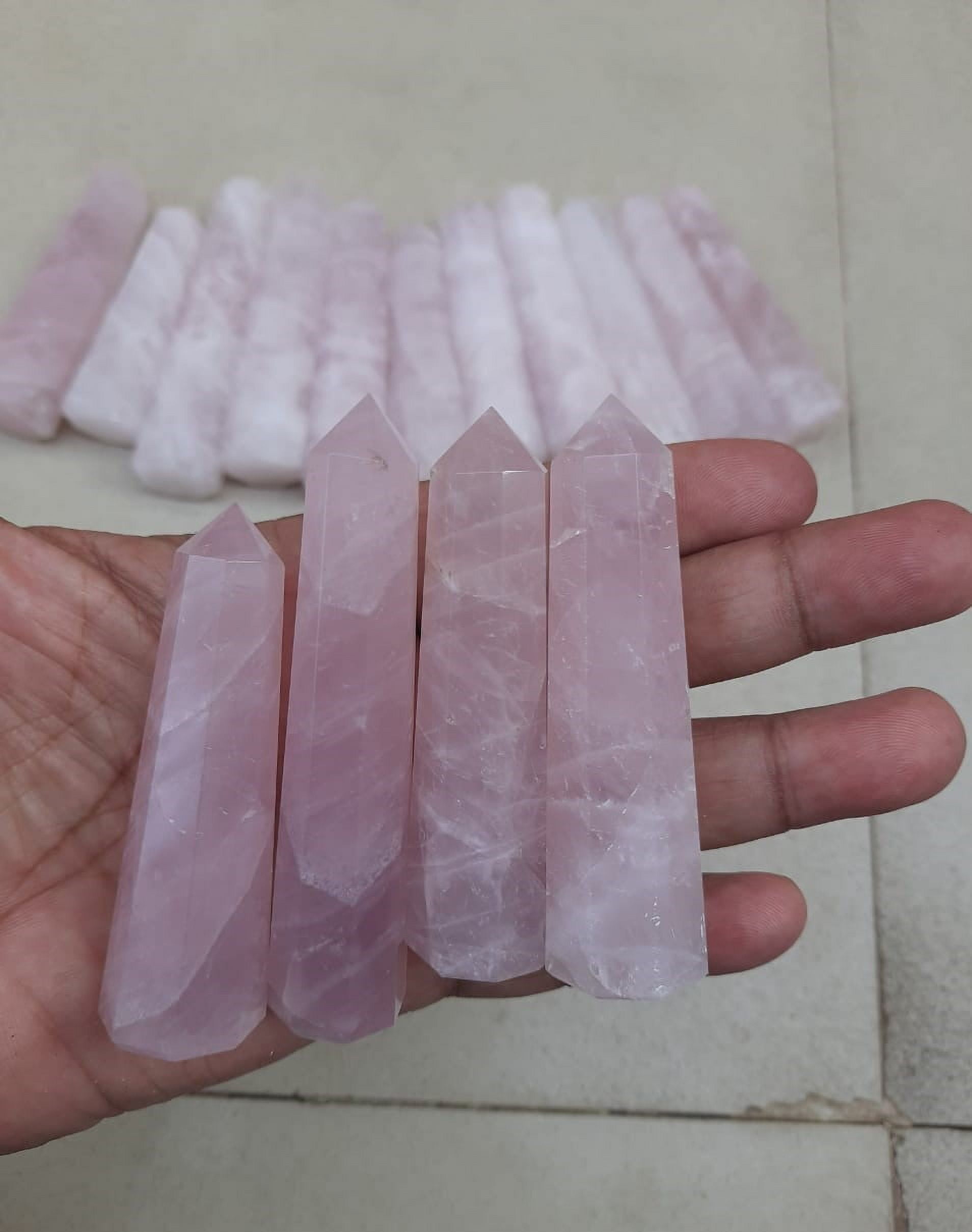 3Pcs Set Rose Quartz Crystal Tower, Large Rose Quartz Crystal Point ...