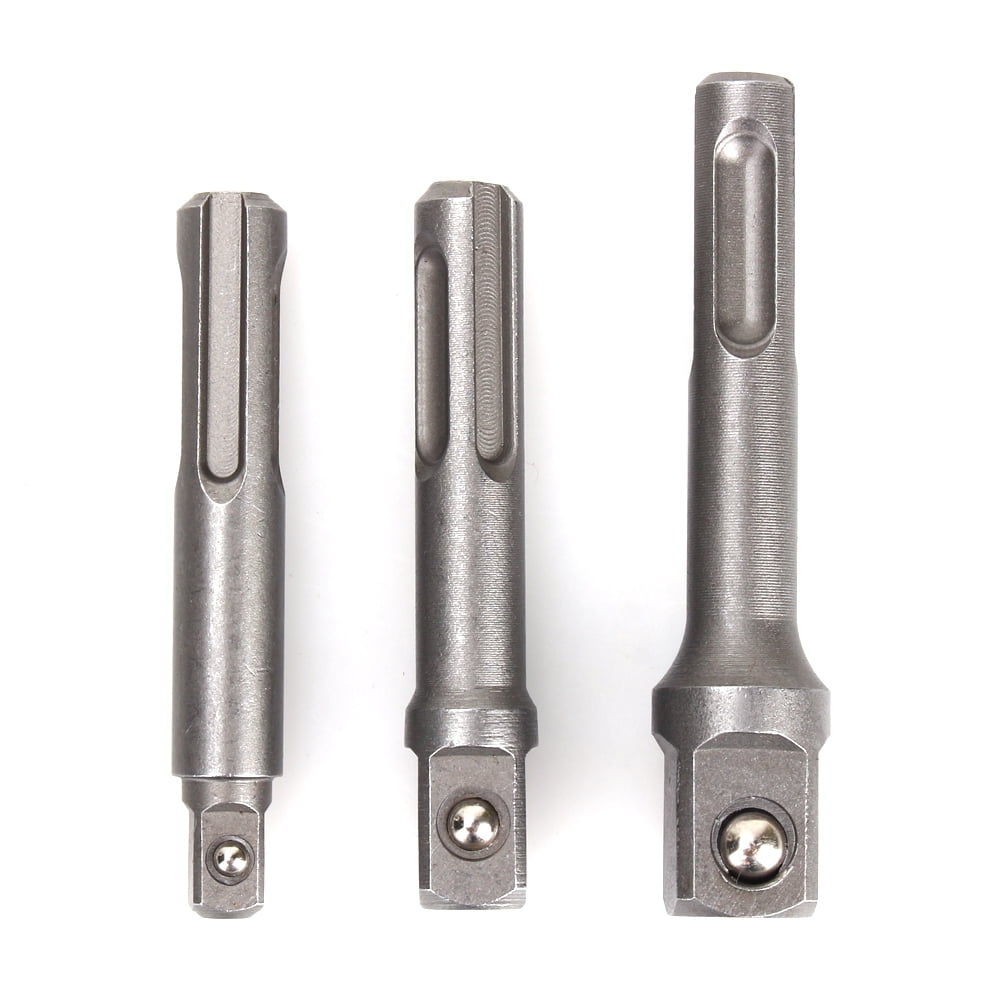 3Pcs/Set SDS Plus Socket Adapter Converter Set, 1/4" 3/8" 1/2" Impact ...