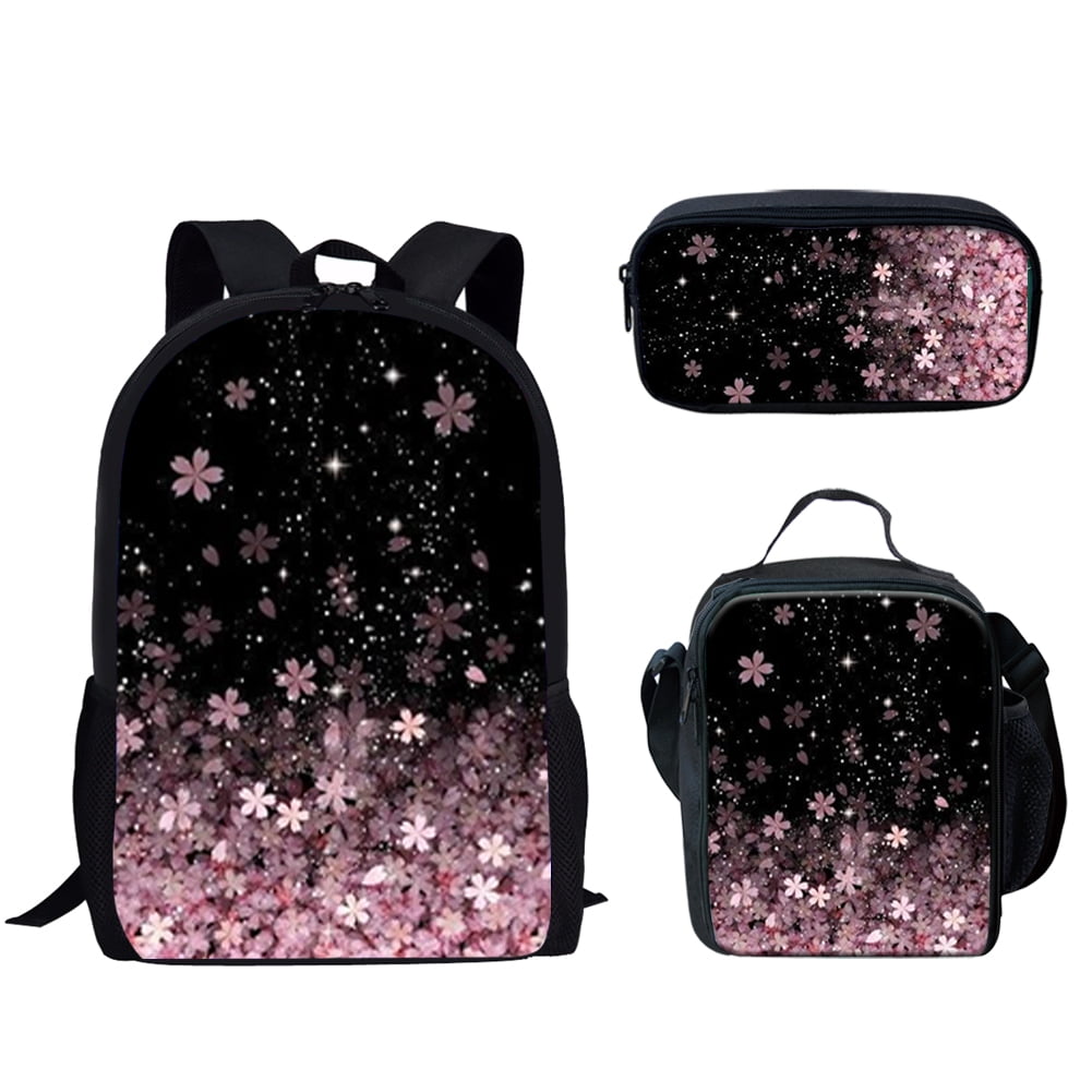 3Pcs/Set Student Bag Japanese Cherry Blossom Print Lightweight Campus ...