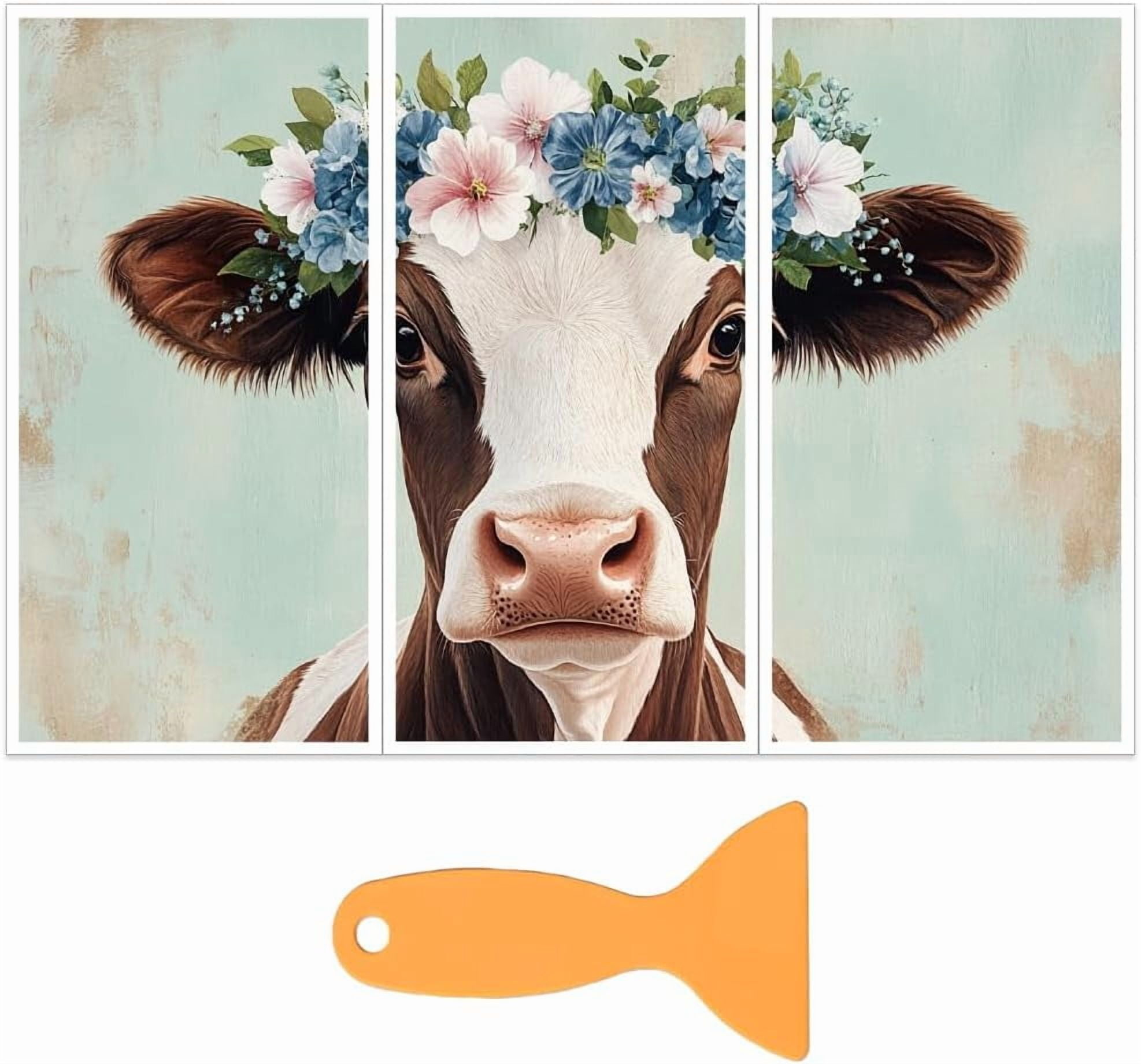 3Pcs/Set Topiary Cow Rub on Transfers for Furniture and Crafts 6x12 ...