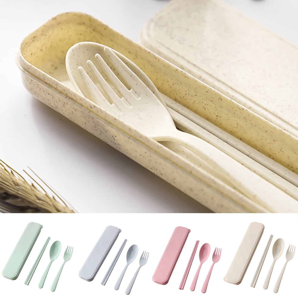 3Pcs/Set Utensils Sets with Case Reusable Travel Flatware Set, Spoon ...