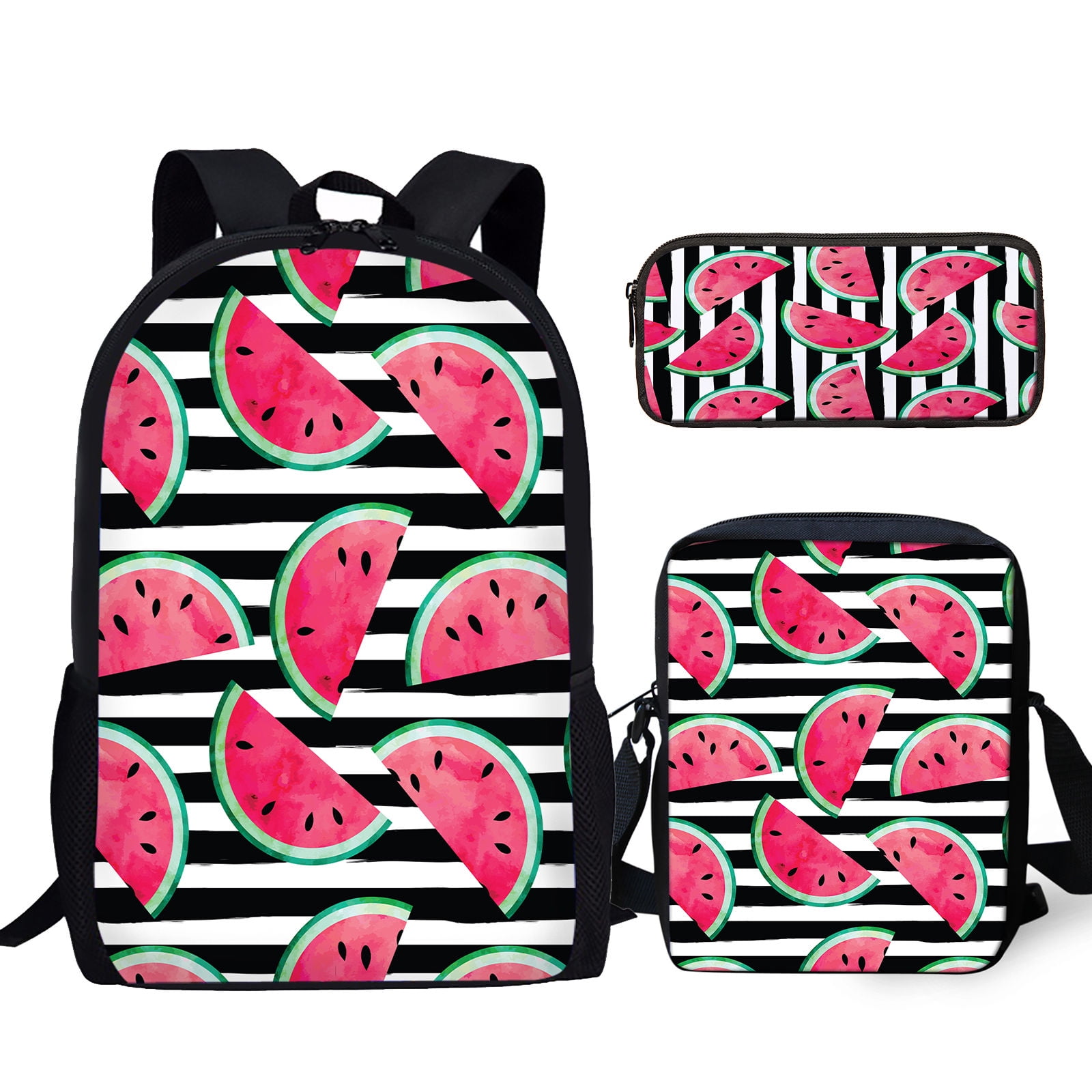3Pcs/Set Watermelon Fruit Print Student Bag with Lunch Bag Pencil ...