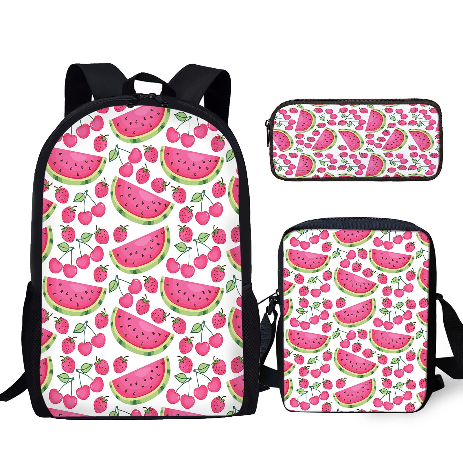3Pcs/Set Watermelon Fruit Print Student Bag with Lunch Bag Pencil ...