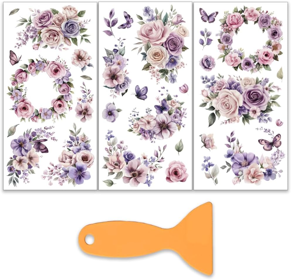 3Pcs/Set Wedding Flower Rub on Transfers for Furniture and Craft 6x12 ...
