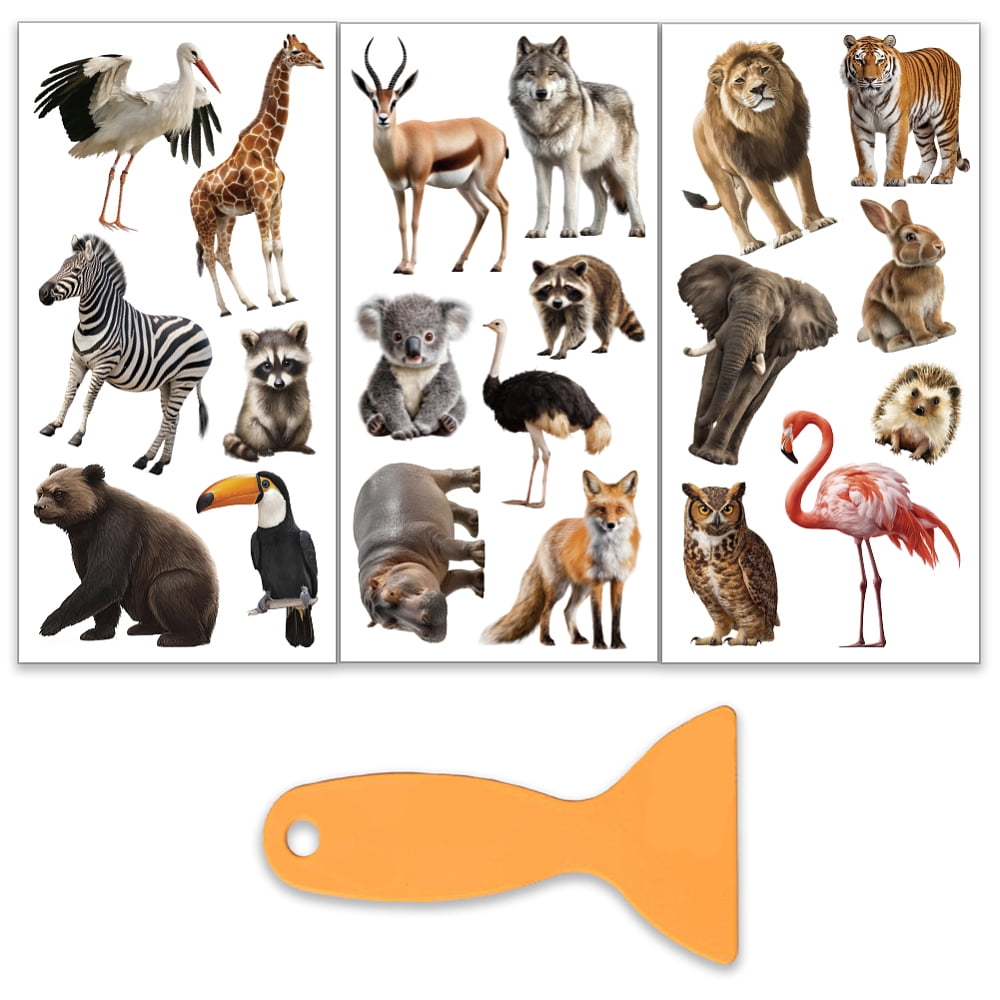 3Pcs/Set Wild Animals Rub on Transfer for Furniture and Craft 6x12 Inch ...