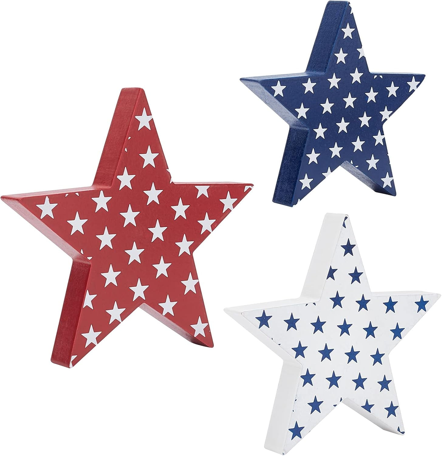 3Pcs/Set Wooden Star Shape Display Decoration American Theme Ornaments ...