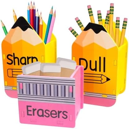 3Pcs Sharp and Dull Pencil Holder for Desk Classroom, Eraser Buckets ...