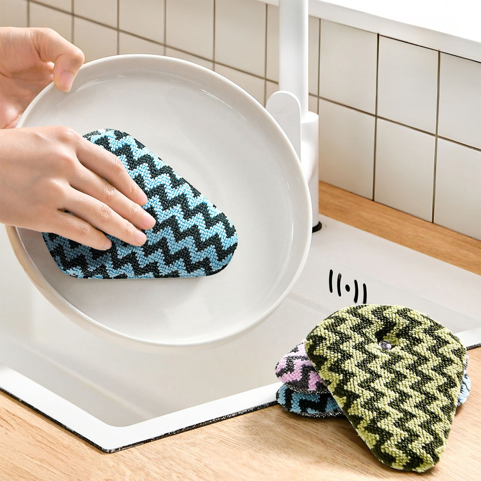 3Pcs Sided Kitchen Scrubbing Sponge Dishwashing Clean Two Face Cleaning ...