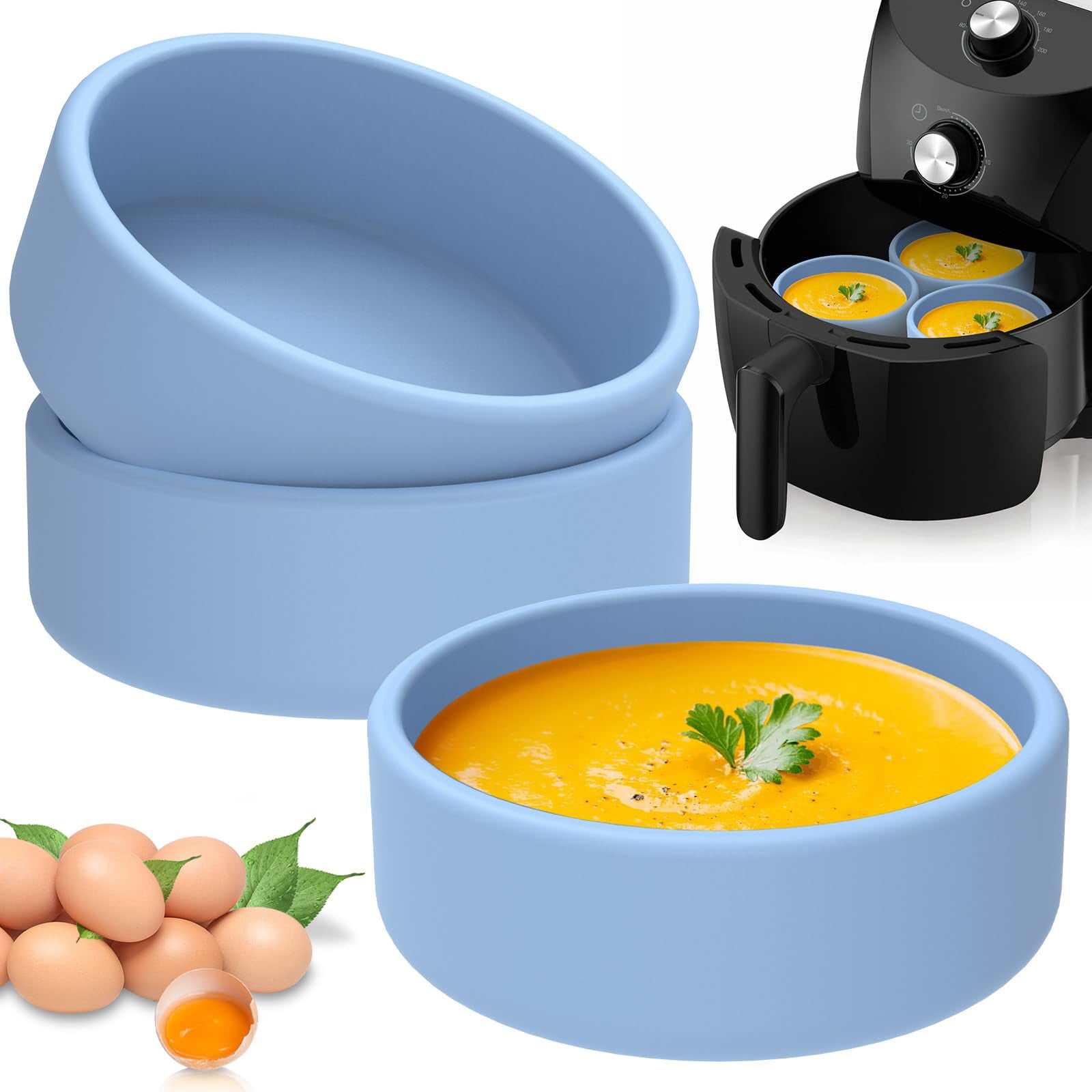 3Pcs Silicone Microwave Egg Pan, 4" Microwave Egg Poacher, Nonstick ...