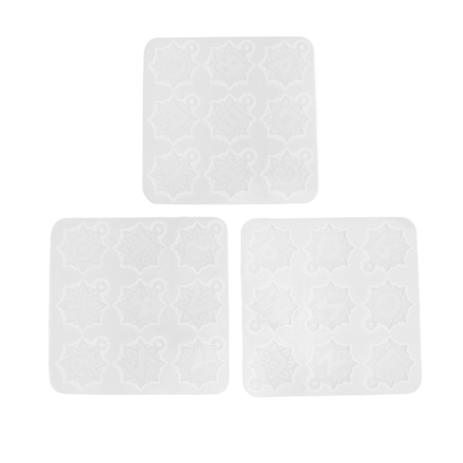 3pcs Silicone Molds 26 Letters Epoxy Resin Drop Glue Diy Lace Pattern Pendants Making Set