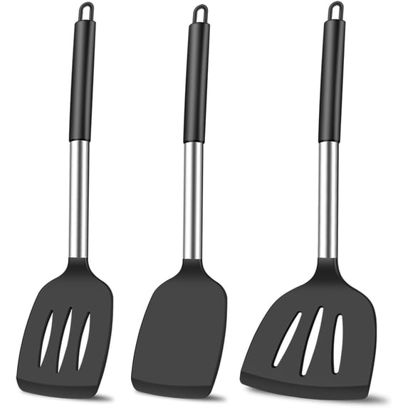 3Pcs Silicone Spatula Set Heat Resistant Spatulas for Nonstick Cookware ...