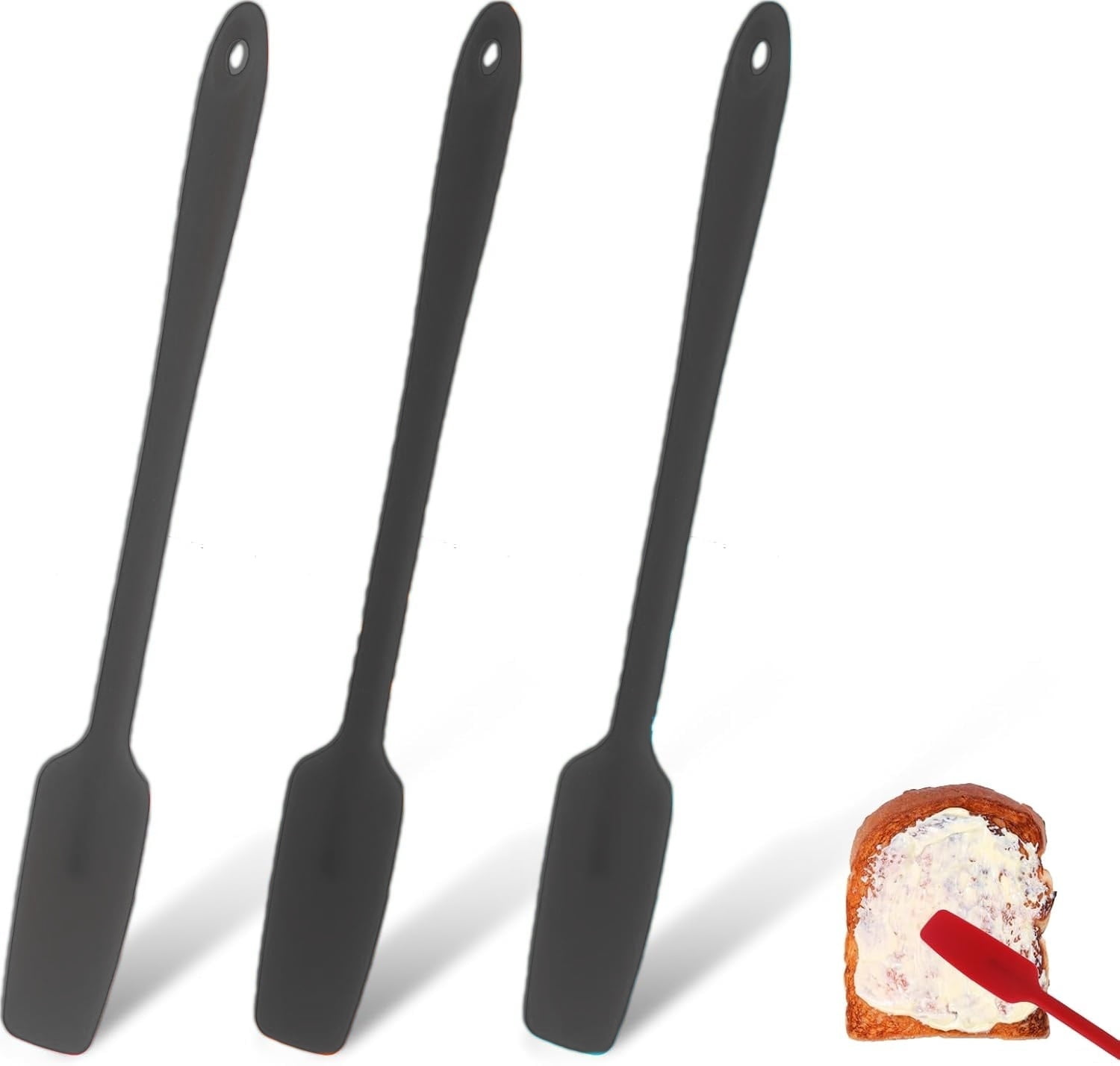 3Pcs Silicone Tall Jar Scraper, Silicone Spatulas with Long Handle-Heat ...