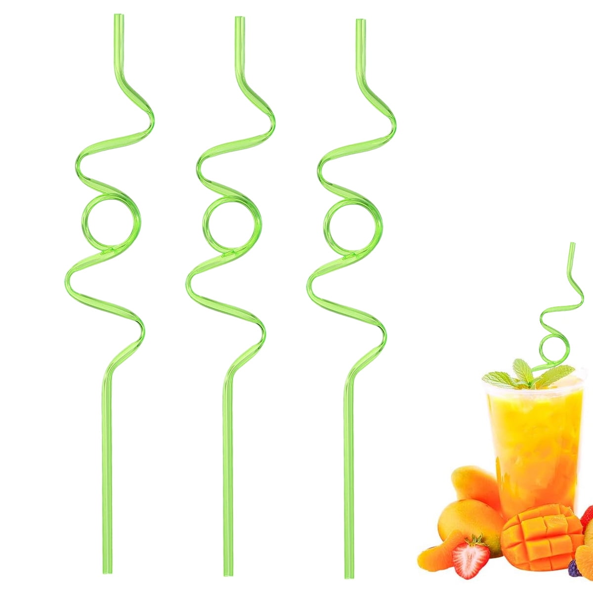 3Pcs Silly Straws for Kids &Adults,Reusable Plastic Loop Curly Crazy ...
