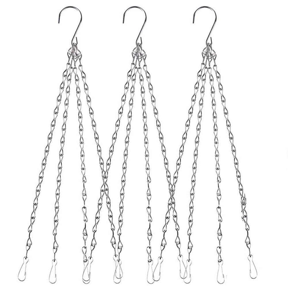 3Pcs Silver Hanging Basket Chain,3 Point /4 Point 20 Inch Hanging ...