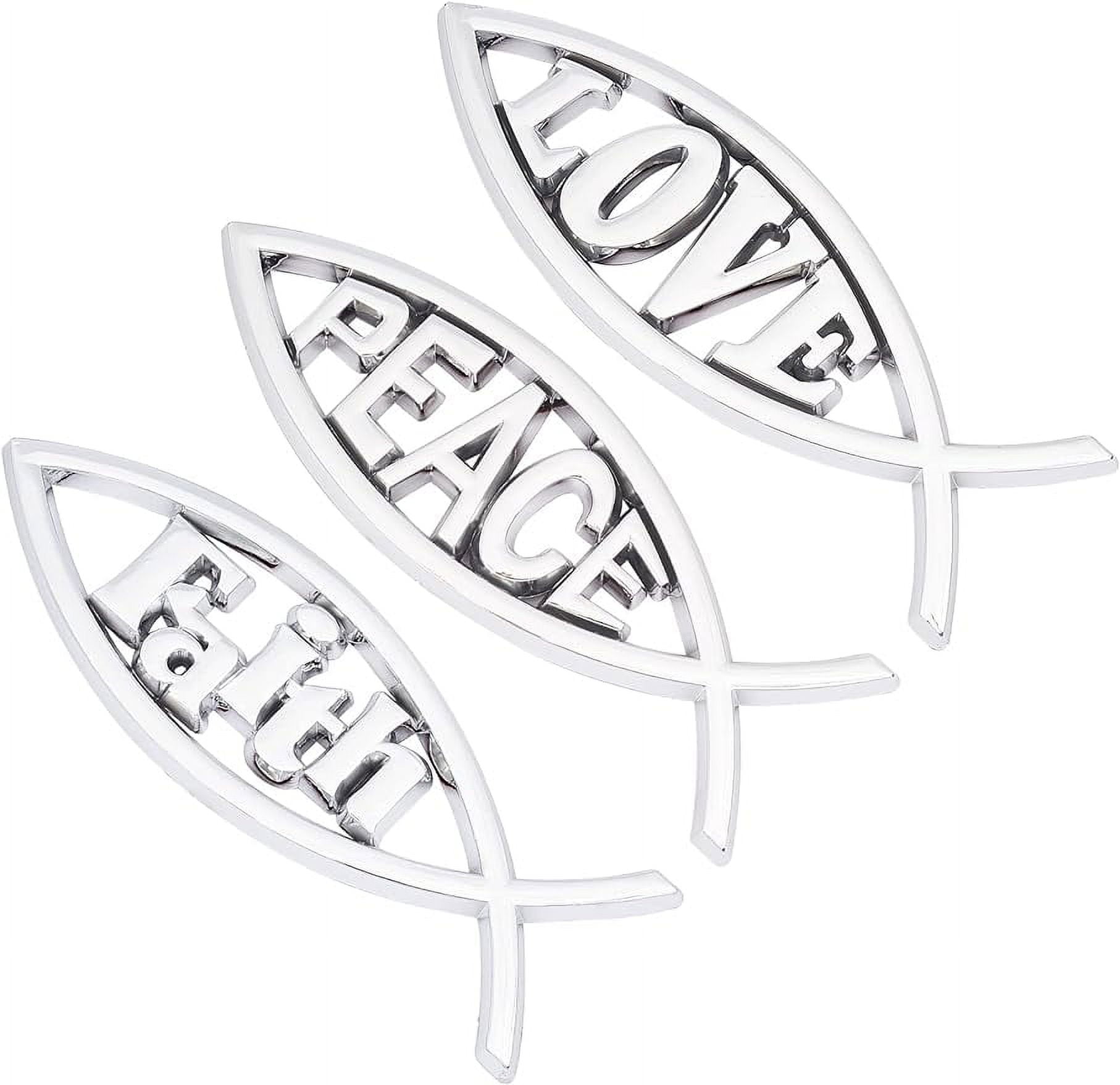 3Pcs Silver Plastic Jesus Fish Decal Sticker 3 Style 3D Car Decal ...