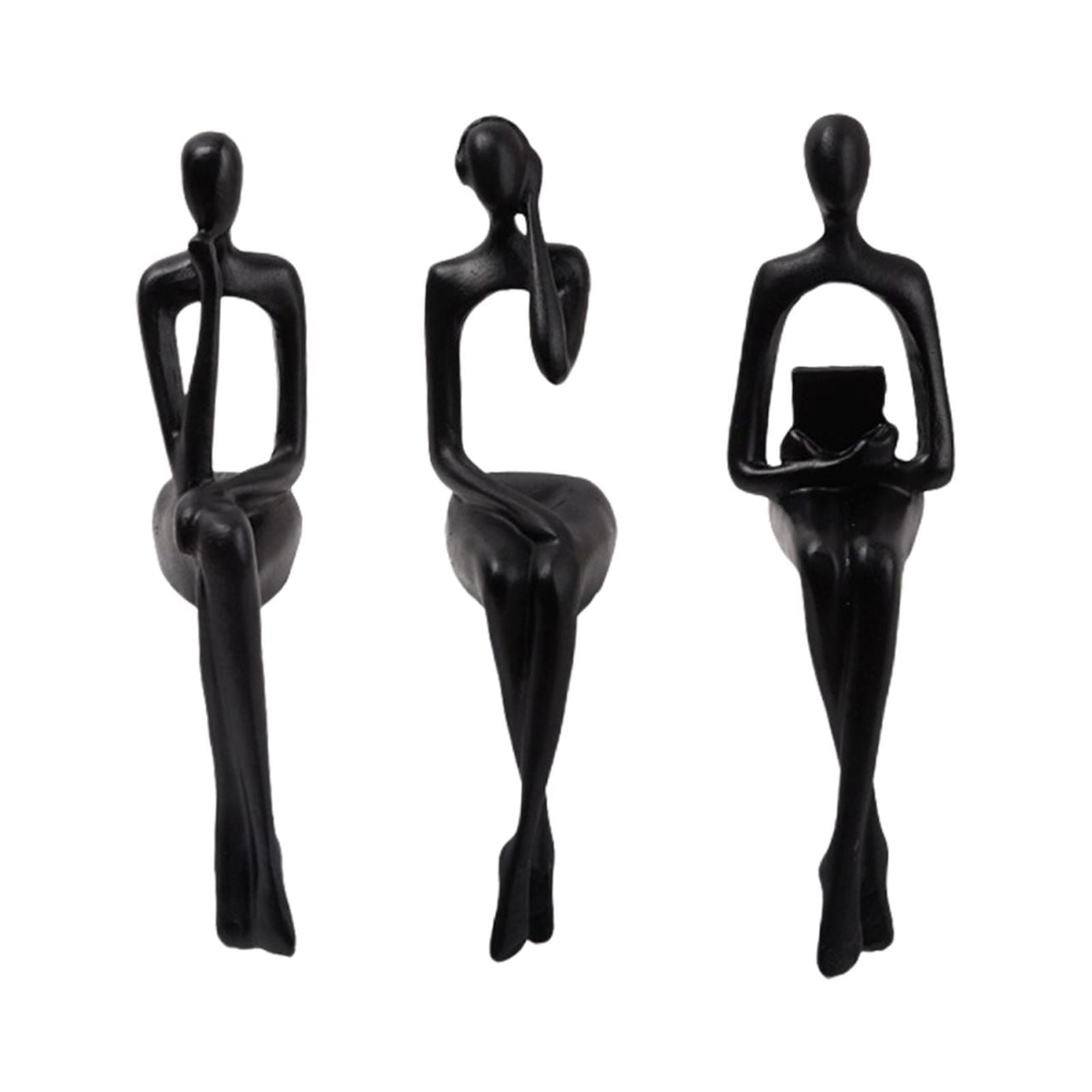 3Pcs Sitting Thinker Statue Abstract Sculpture Figurines Resin Crafts ...