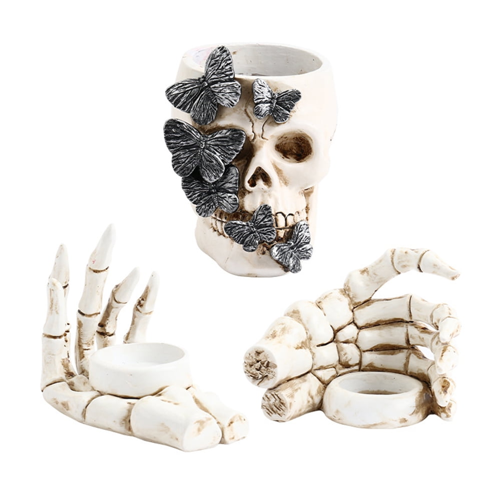 3Pcs Skeleton Candle Holder Hand Skeleton Candlestick Simulation Finger ...